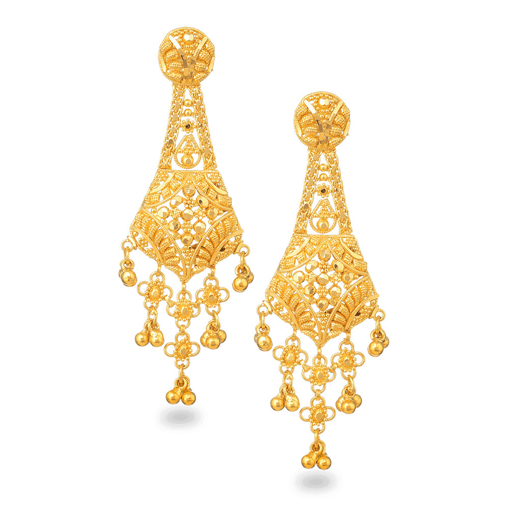Jali 22ct Gold Filigree Earring - PureJewels UK