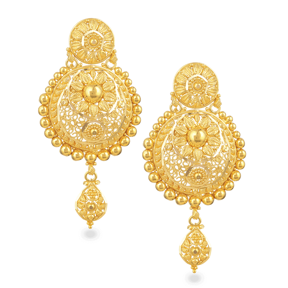 Jali 22ct Gold Filigree Earring - PureJewels UK