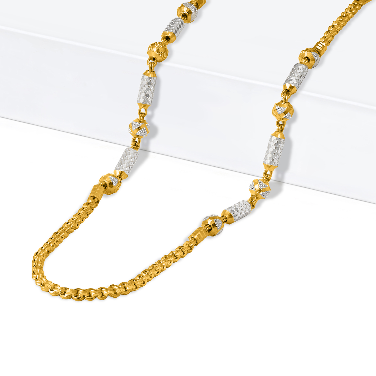 Buy Online Gold Fancy Chain with Rhodium finish