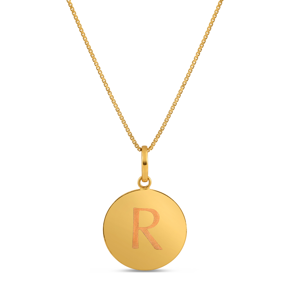 R Letter Pendant Online in 22ct Gold | PureJewels.com