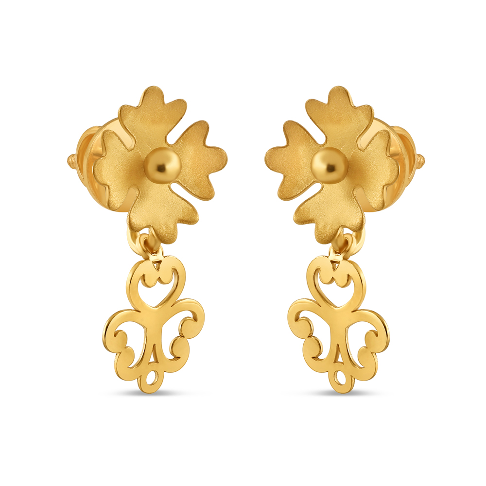 Alluring Stud Earring in 22ct Gold | PureJewels.com
