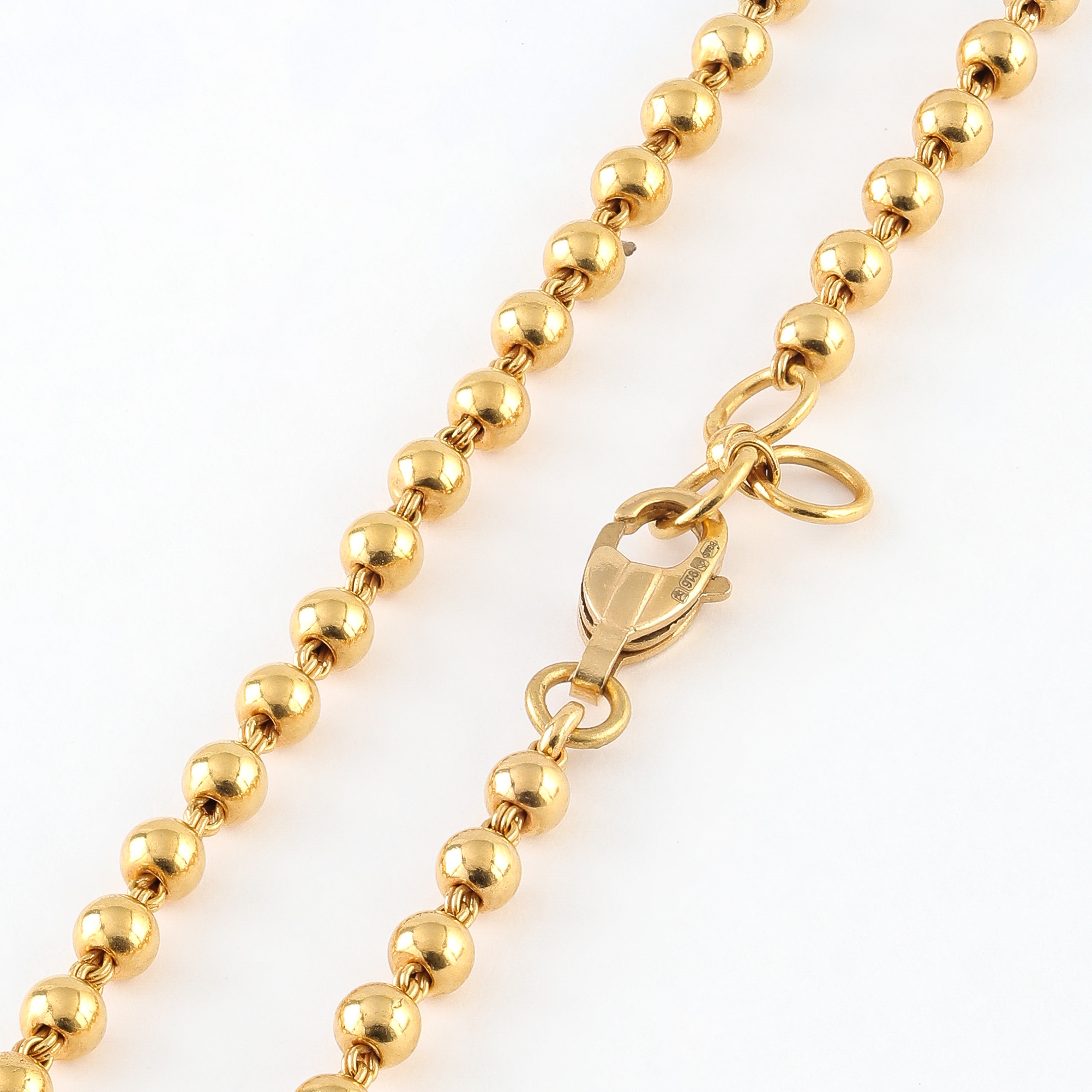 22ct Real Gold Beads Chain in 18 Inches | PureJewels UK
