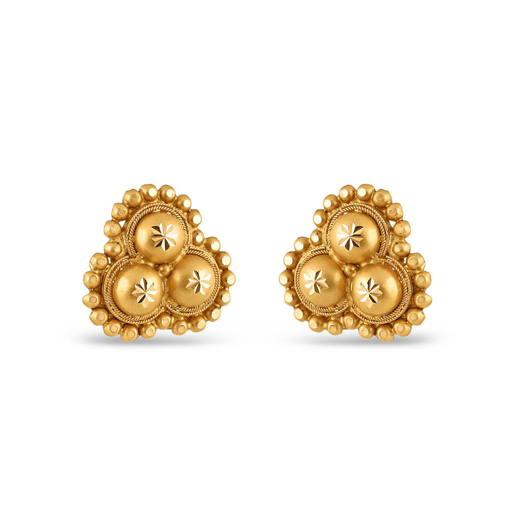 22 carat Gold Stud Earring for Ladies | 18mm at Purejewels UK