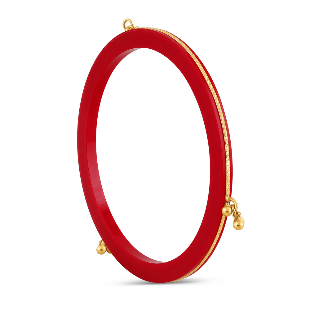 Gujarati traditional bangles in red acrylic with 22ct gold inlay