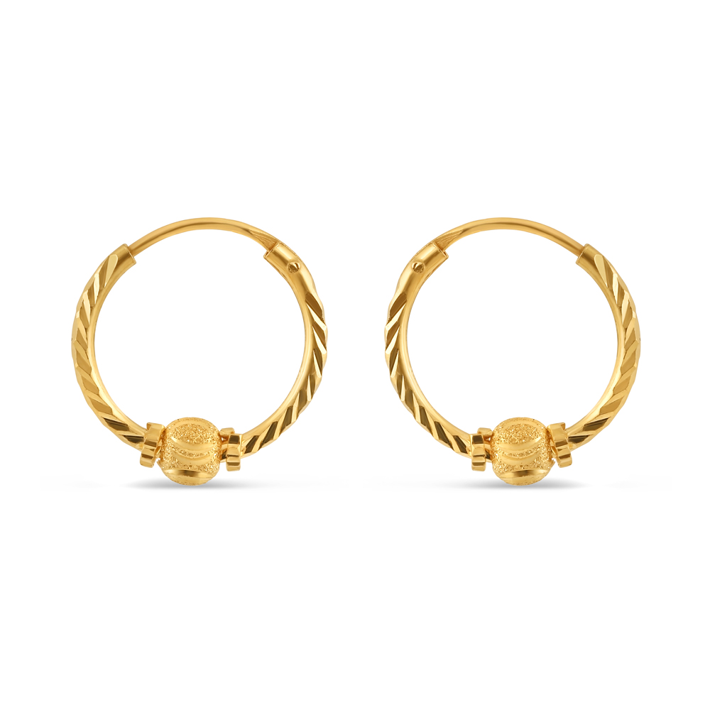 22ct Gold Fancy Bali Hoop Earrings - A Timeless Treasure