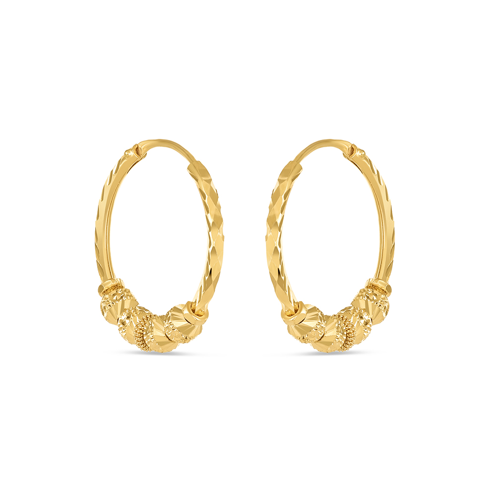 22ct Gold Bali Hoop Earrings - A Timeless Treasure