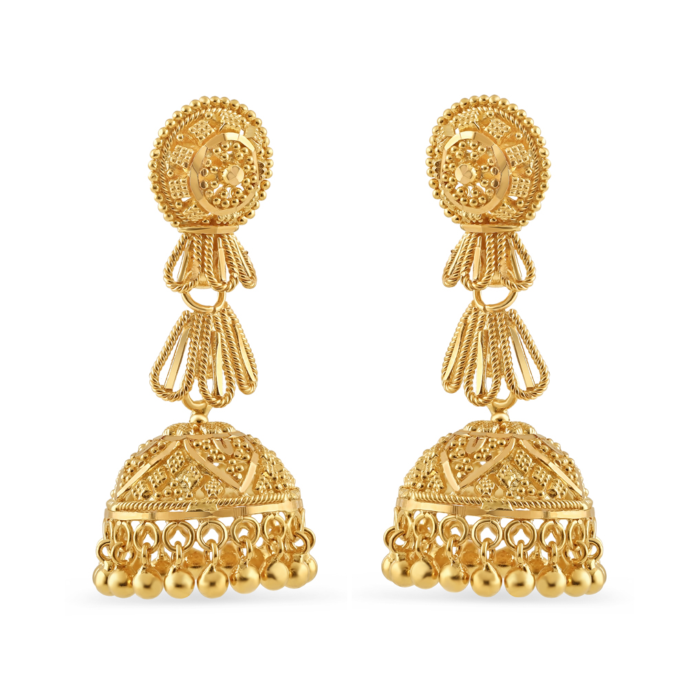 22ct Gold Fancy Jhumkha Earring | Jali Collection | Online