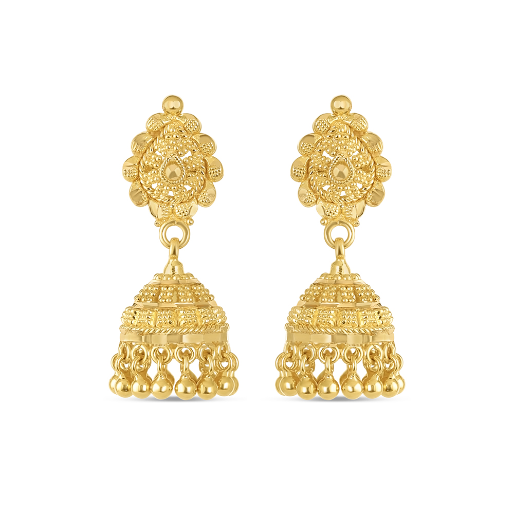 22ct Gold Jhumkha Earring from Jali Collection at PureJewels UK