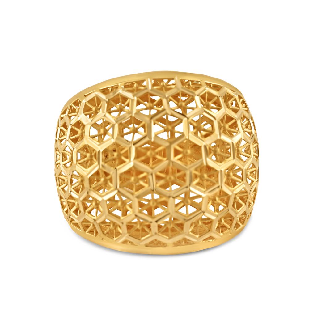 Buy 22ct Gold Jali Pattern Ring | purejewels.com