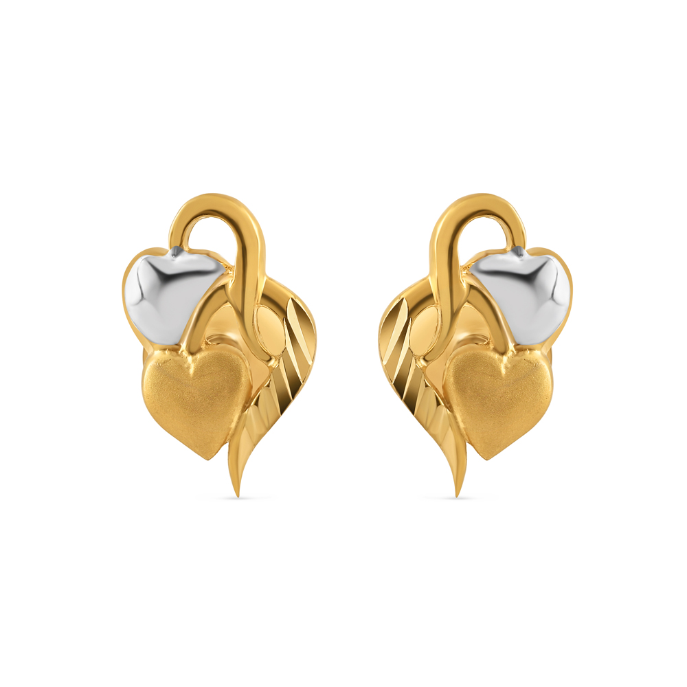 22ct Gold Heart Stud Earring with Rhodium Finish | PureJewels