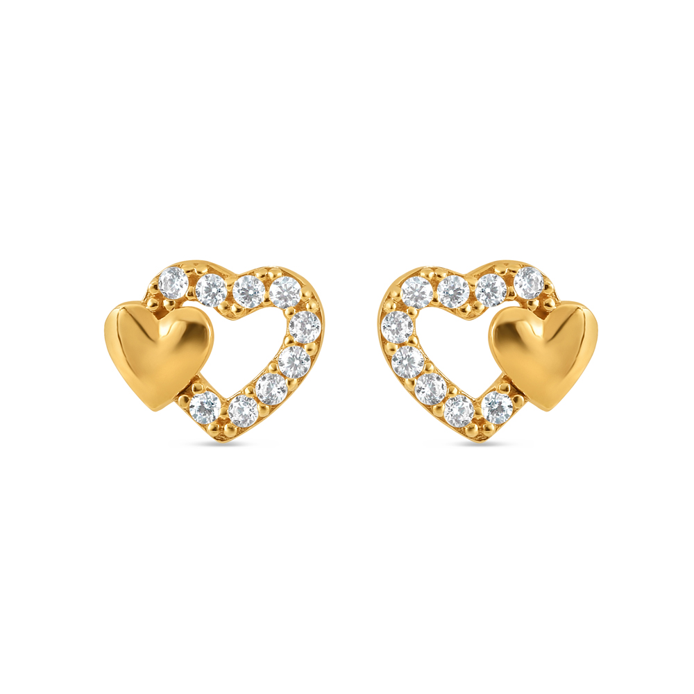 shop Gold Heart Earring with CZ Stones | purejewels.com