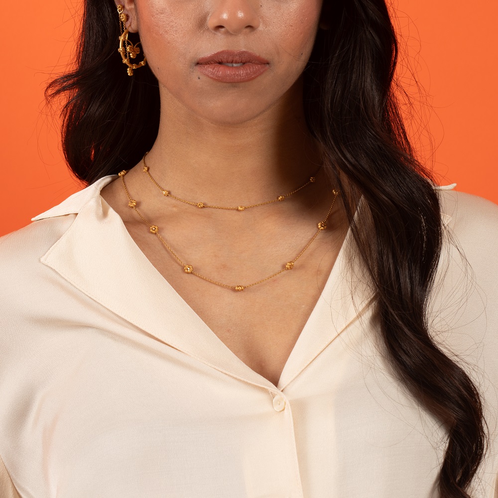 Rosette Waterfall chain in 22ct Gold with 4mm flowers