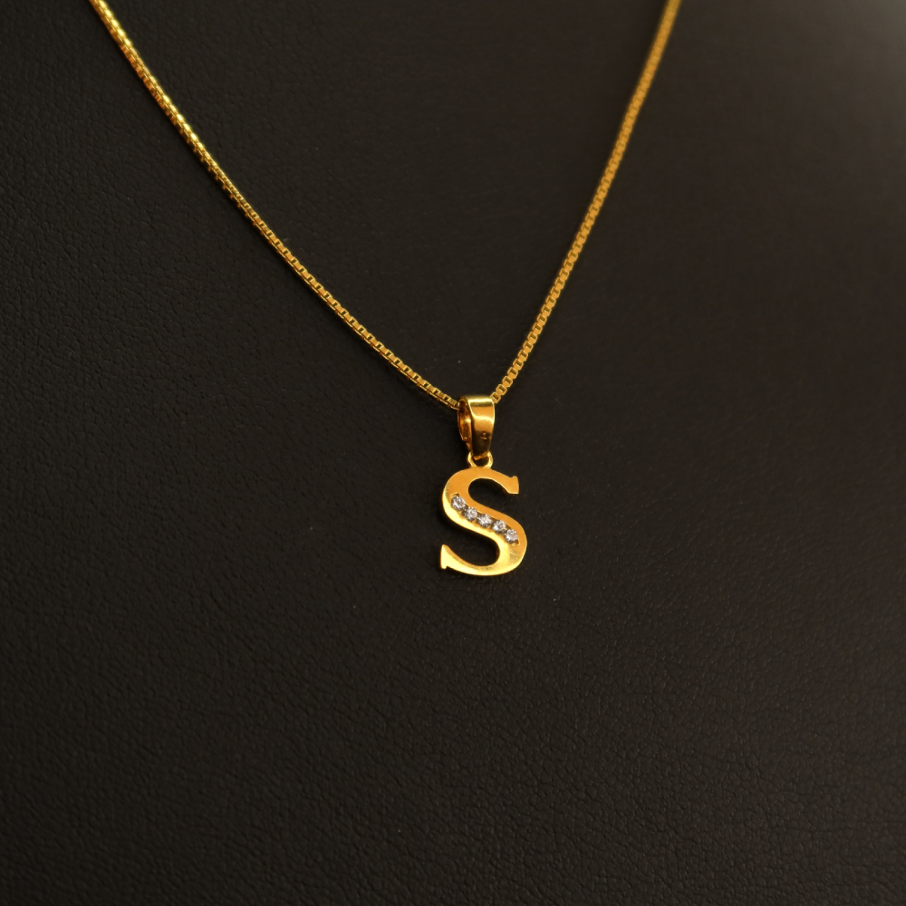 22ct Gold Alphabet "S" Pendant | gold initial pendant | PureJewels